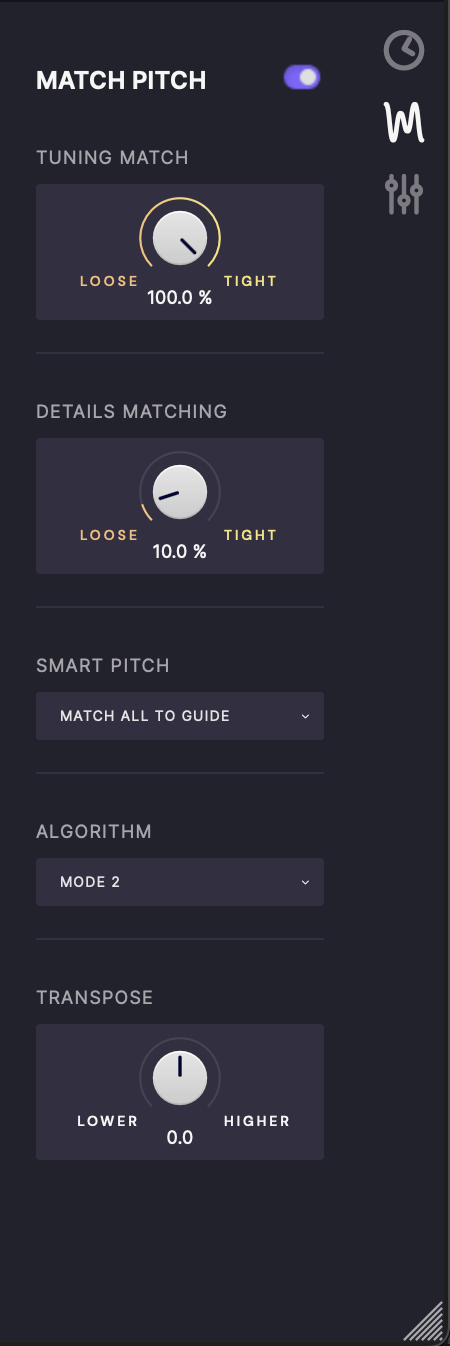 Adjusting the Automatic Time and Pitch Matching